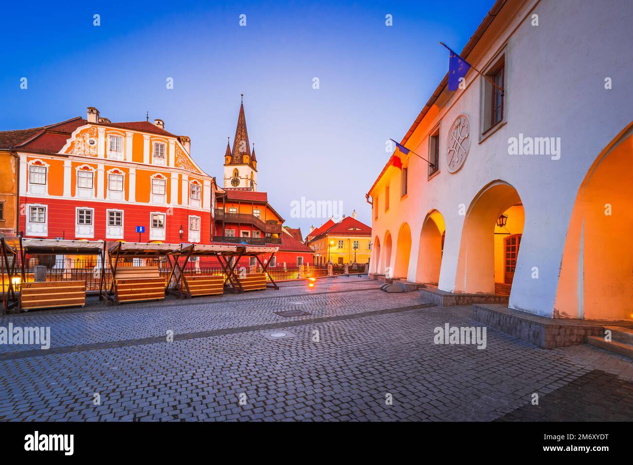 Sibiu, Transylvania. Evangelical Cathedral and Small Square, medieval ...