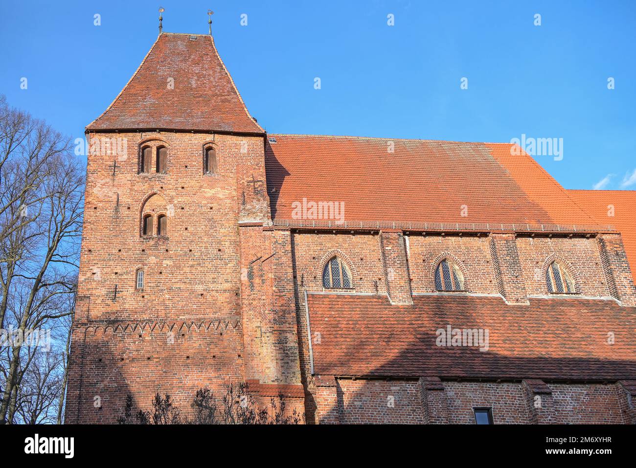 Church of the historic monastery of Rehna, Germany, with tower and nave ...