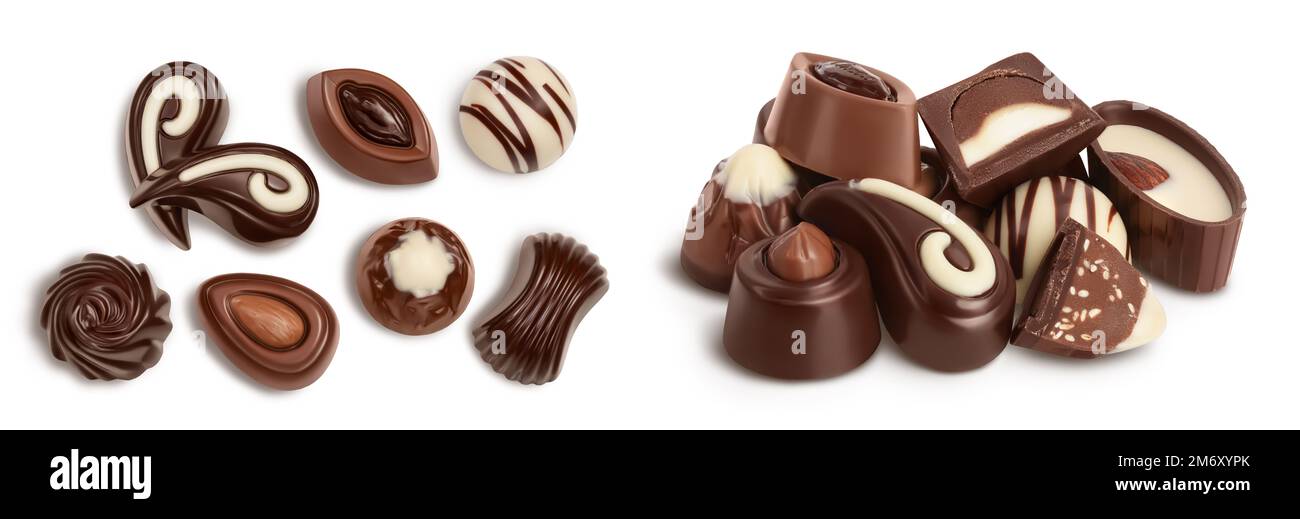 Chocolate candy isolated on white background with full depth of field ...