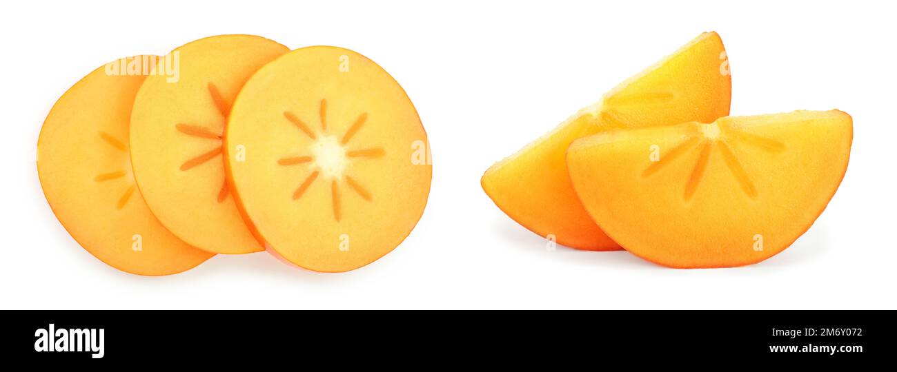 persimmon slice isolated on white background. Top view. Flat lay ...