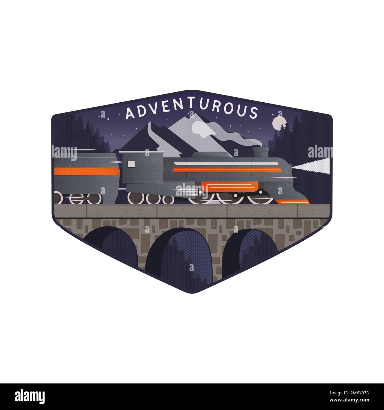 Adventure design with train and mountains Stock Photo - Alamy