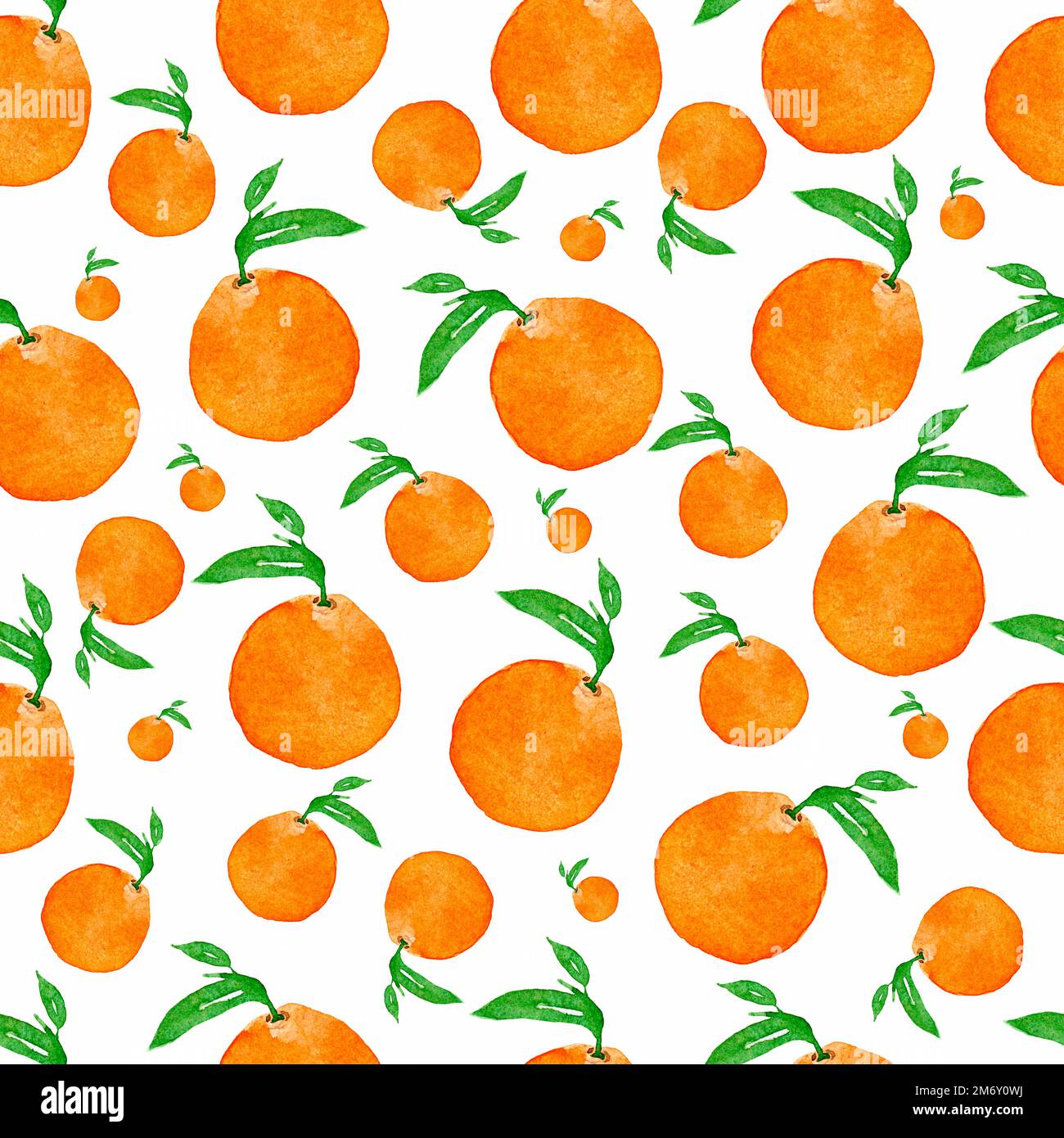Seamless watercolor pattern with oranges and leaves , hand watercolor ...