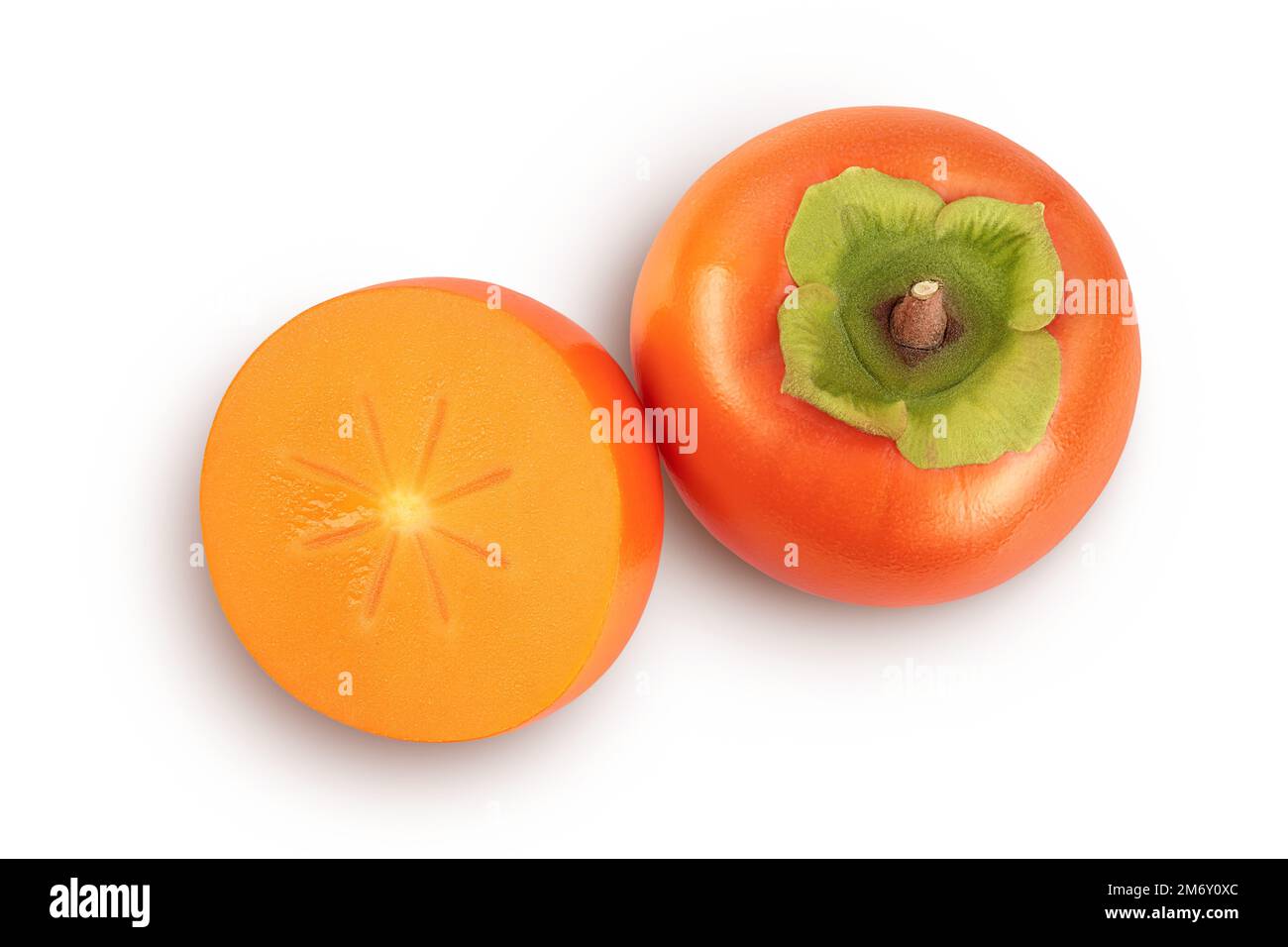 Persimmon fruit isolated on white background with full depth of field ...