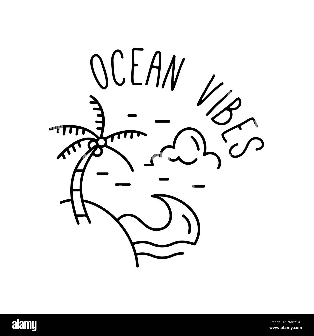 Ocean vibes summer vacation emblem Stock Photo - Alamy