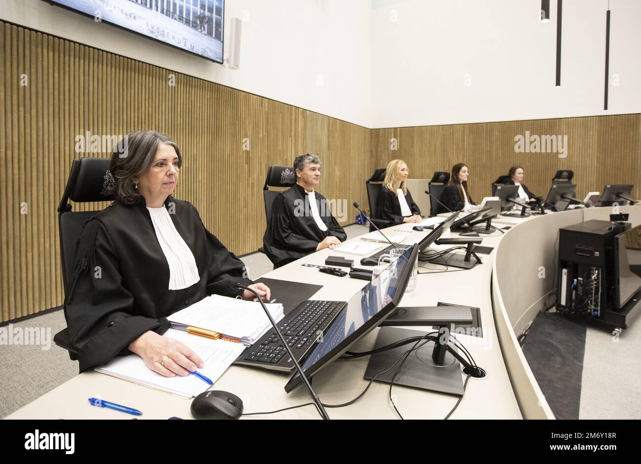 AMSTERDAM - The judges in the courtroom prior to the pro forma hearing ...