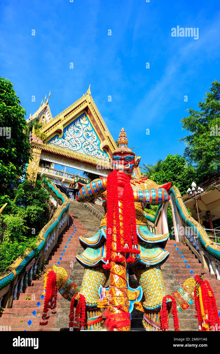 Aerial drone point of view landscape of Wat Khao Rang a buddhist Thai ...