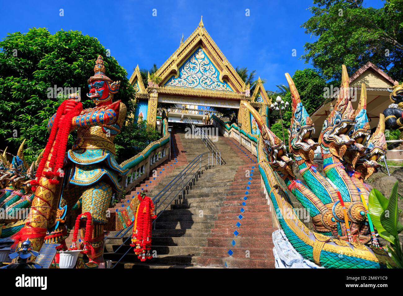 Aerial drone point of view landscape of Wat Khao Rang a buddhist Thai ...