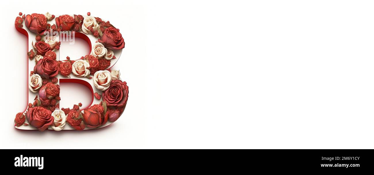 Letter B Filled With Red and White Roses Nature Floral Perfect For ...