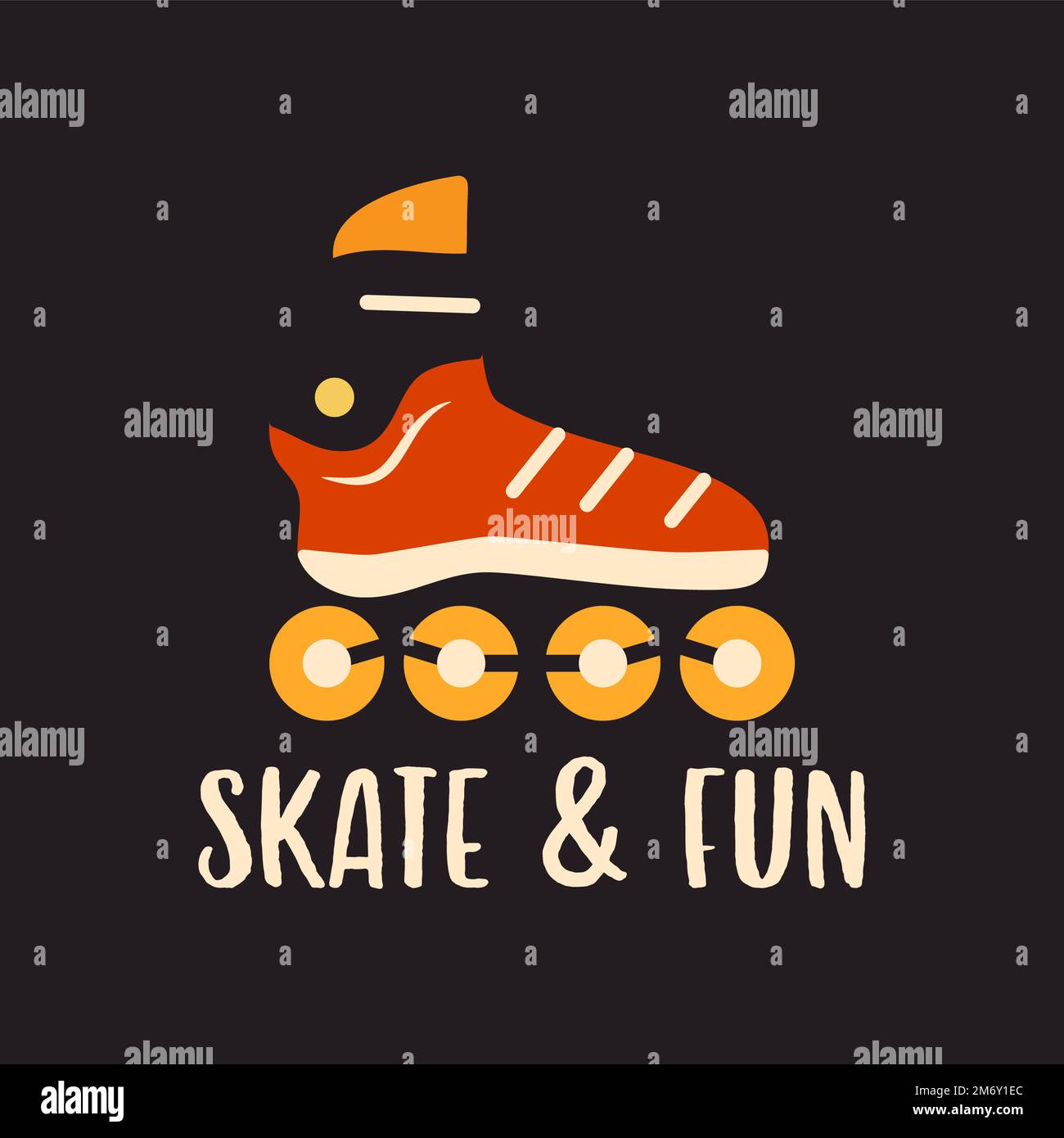 Outline logo emblem with roller skate on black background Stock Photo ...