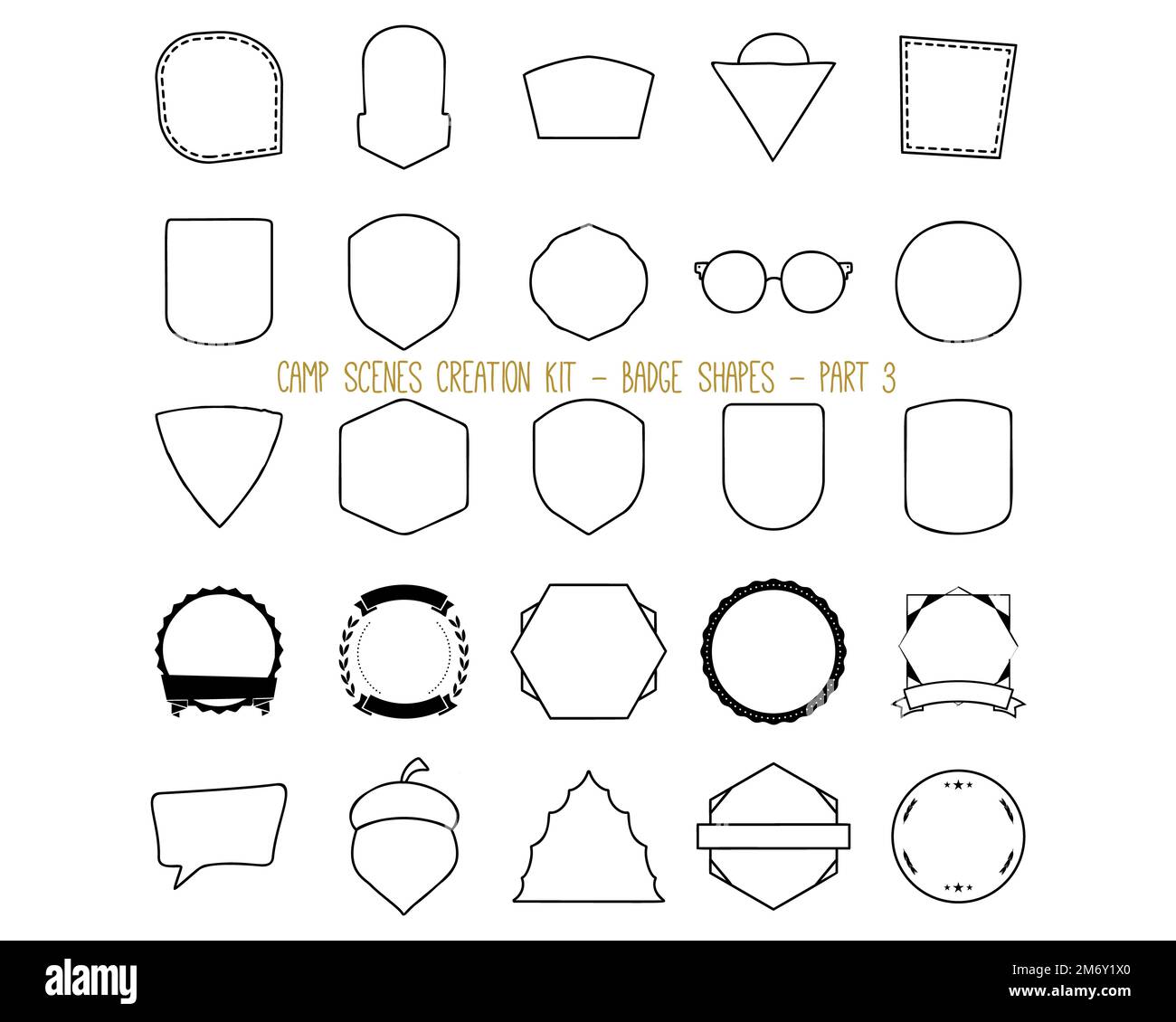 Set of outline badge shapes. Part 3 Stock Photo - Alamy
