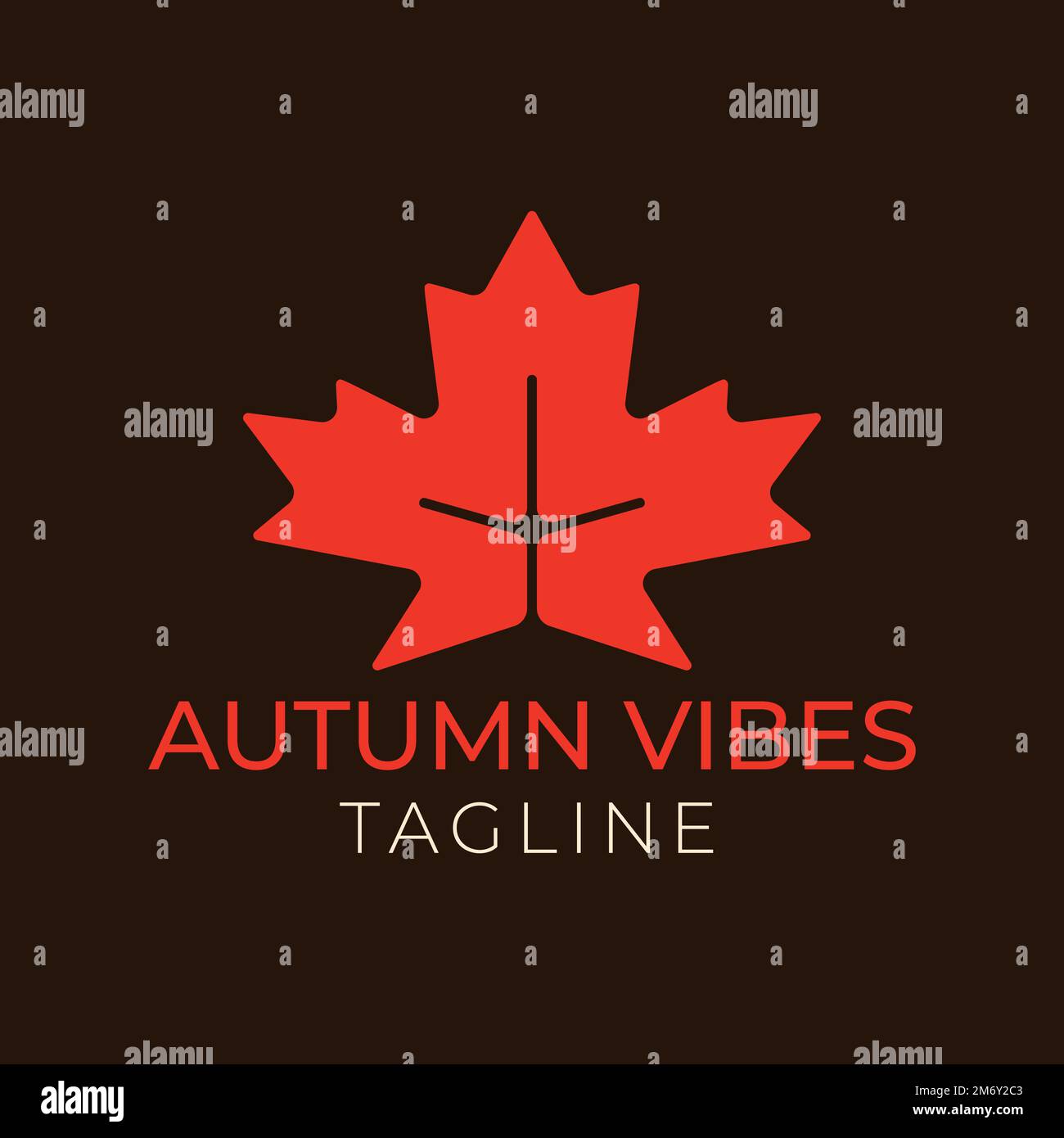 Vector illustration of minimal red maple leaf and inscription Autumn ...