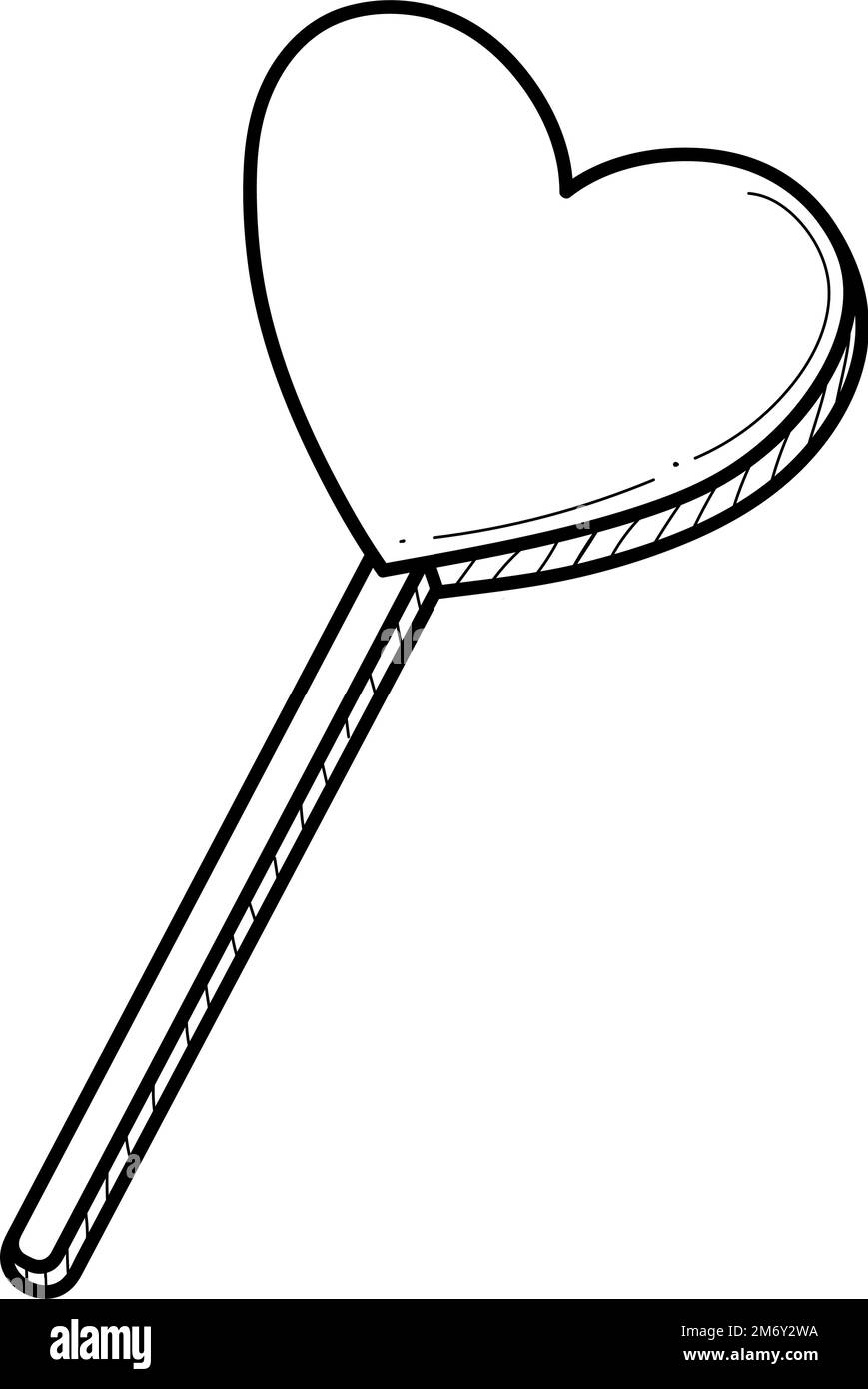 Hand drawn heart shaped sweet lollipop hard candy on a stick vector ...