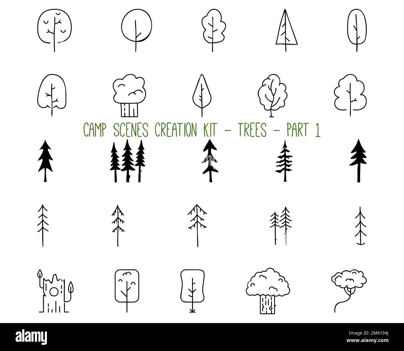 Forest linear icons set Cut Out Stock Images & Pictures - Alamy