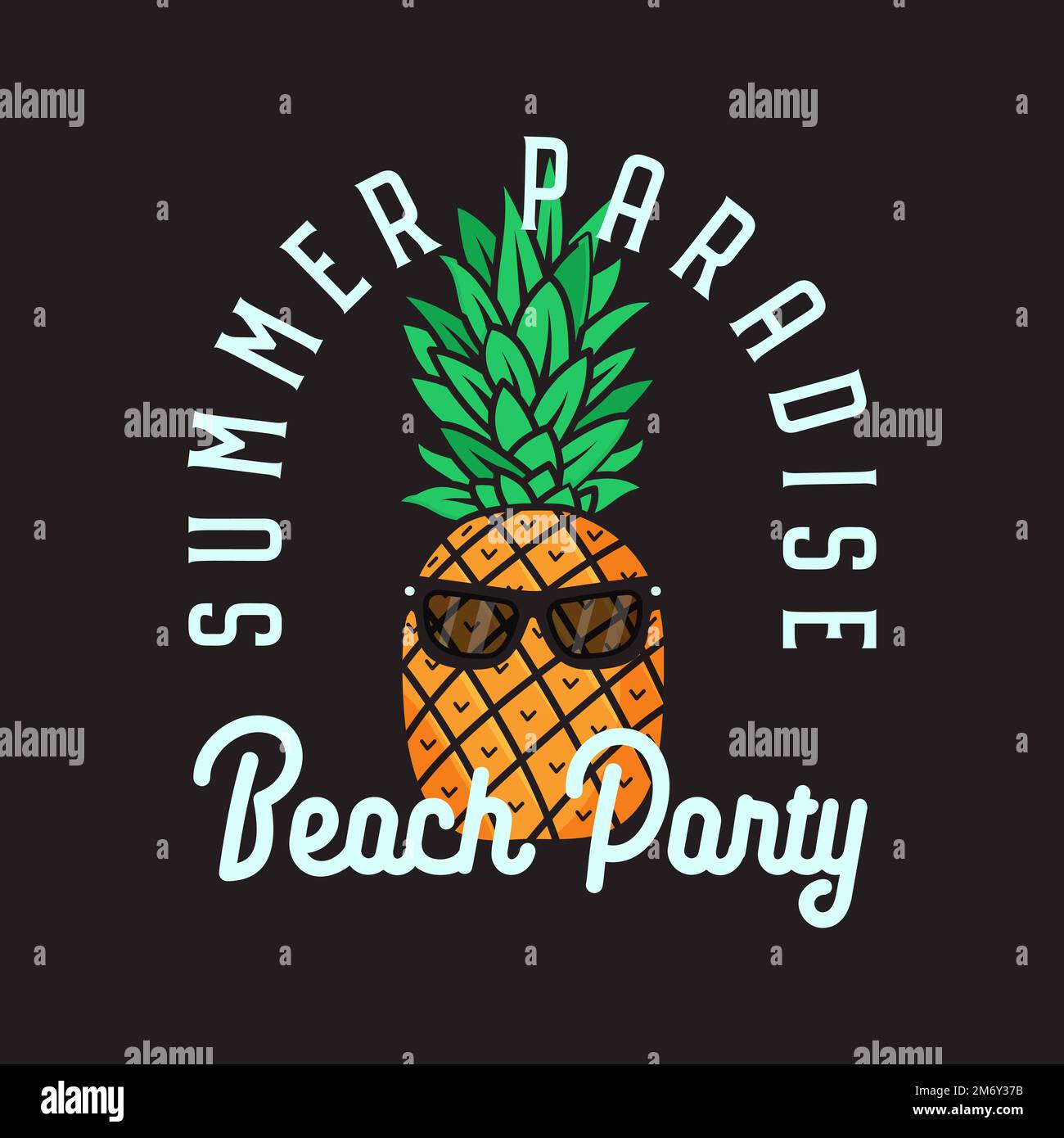 Beach party vector emblem design on black background Stock Vector Image ...