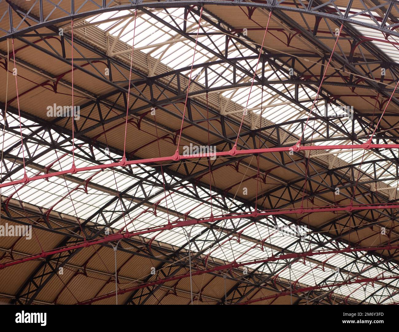 Victoria Station, London; the elaborate ironwork roof of the ...