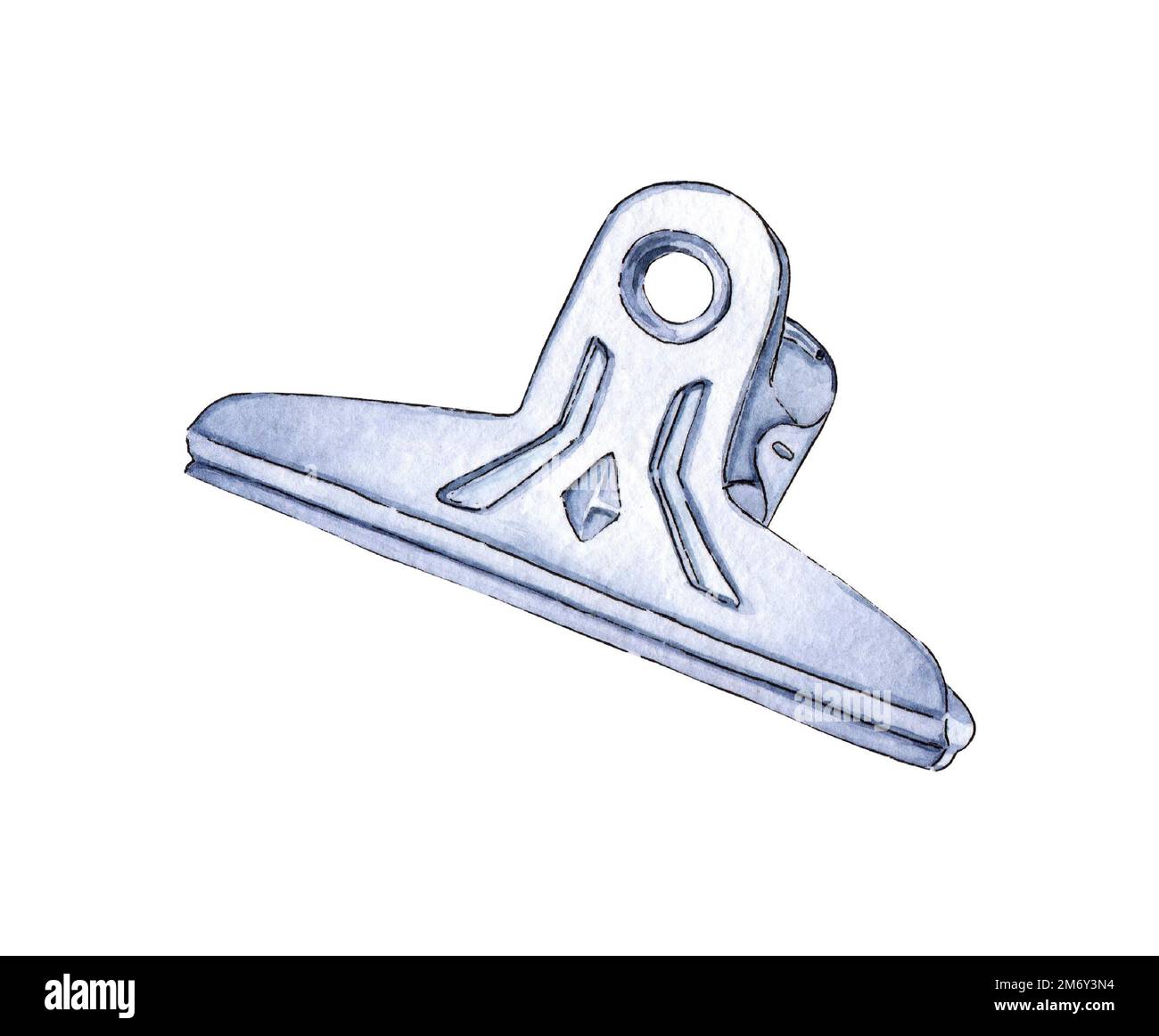 Watercolor illustration stationery metal clip for paper, documents ...