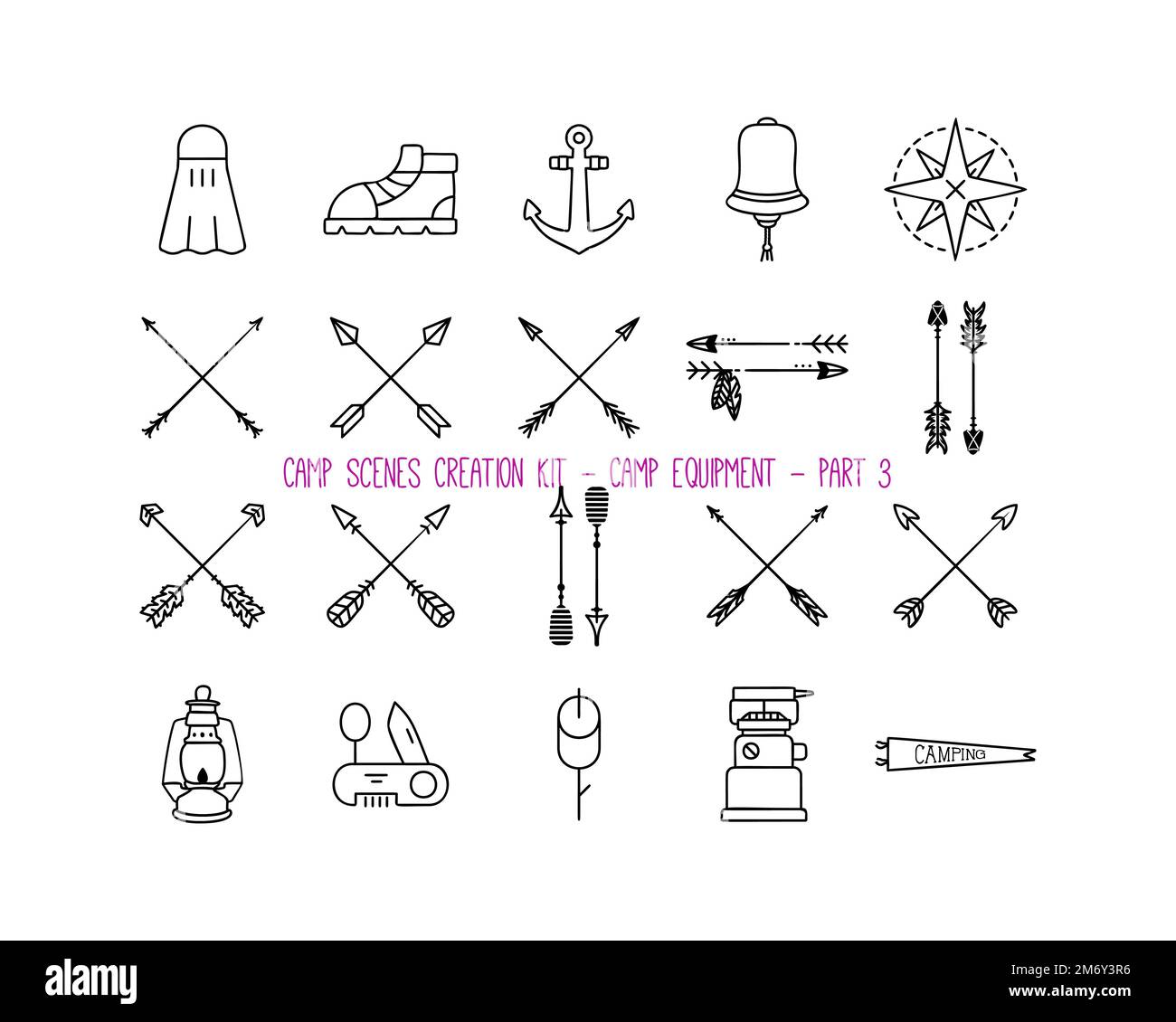 Set of various camping equipment icons. Part 3 Stock Vector Image & Art ...