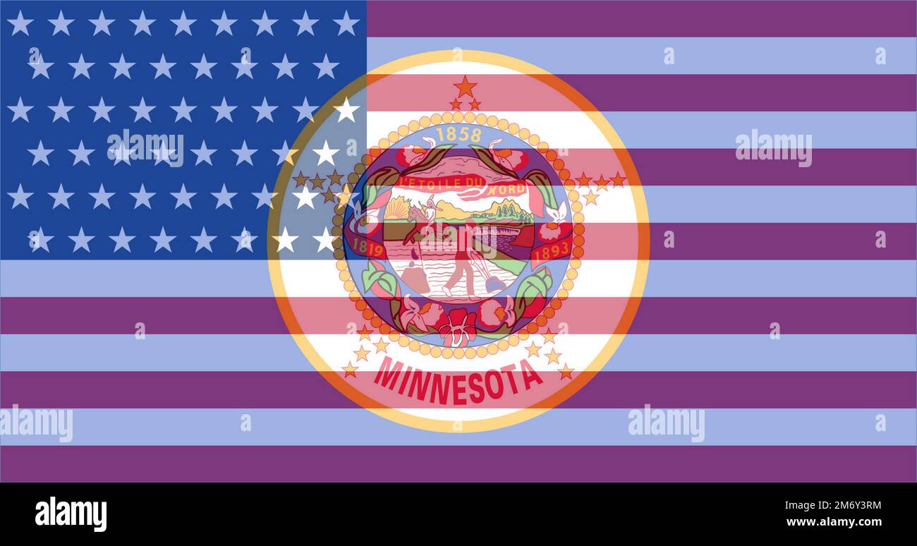Flag of Minnesota, federal state with United States of America flag ...