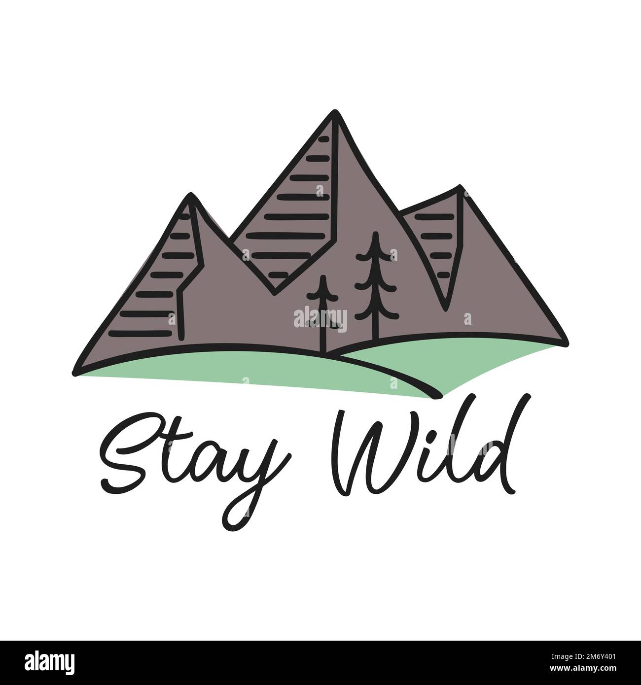 Vector logo of mountains and valley isolated on white background Stock ...