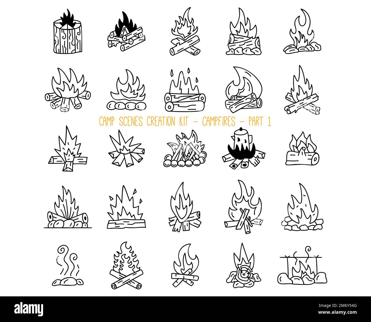 Campfire icon linear vector hi-res stock photography and images - Alamy