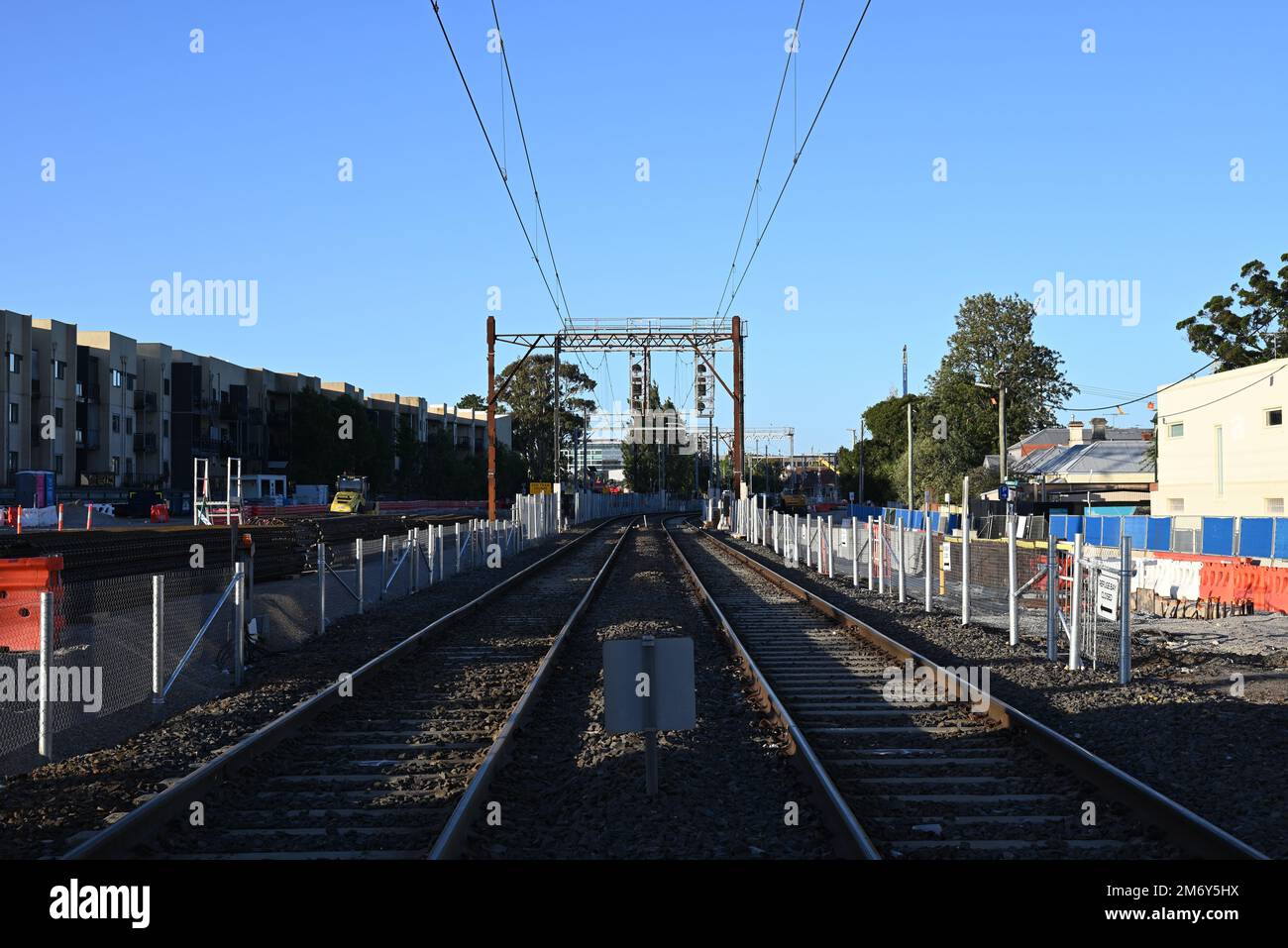 Railway tracks at the site of the Glenhuntly Level Crossing Removal ...