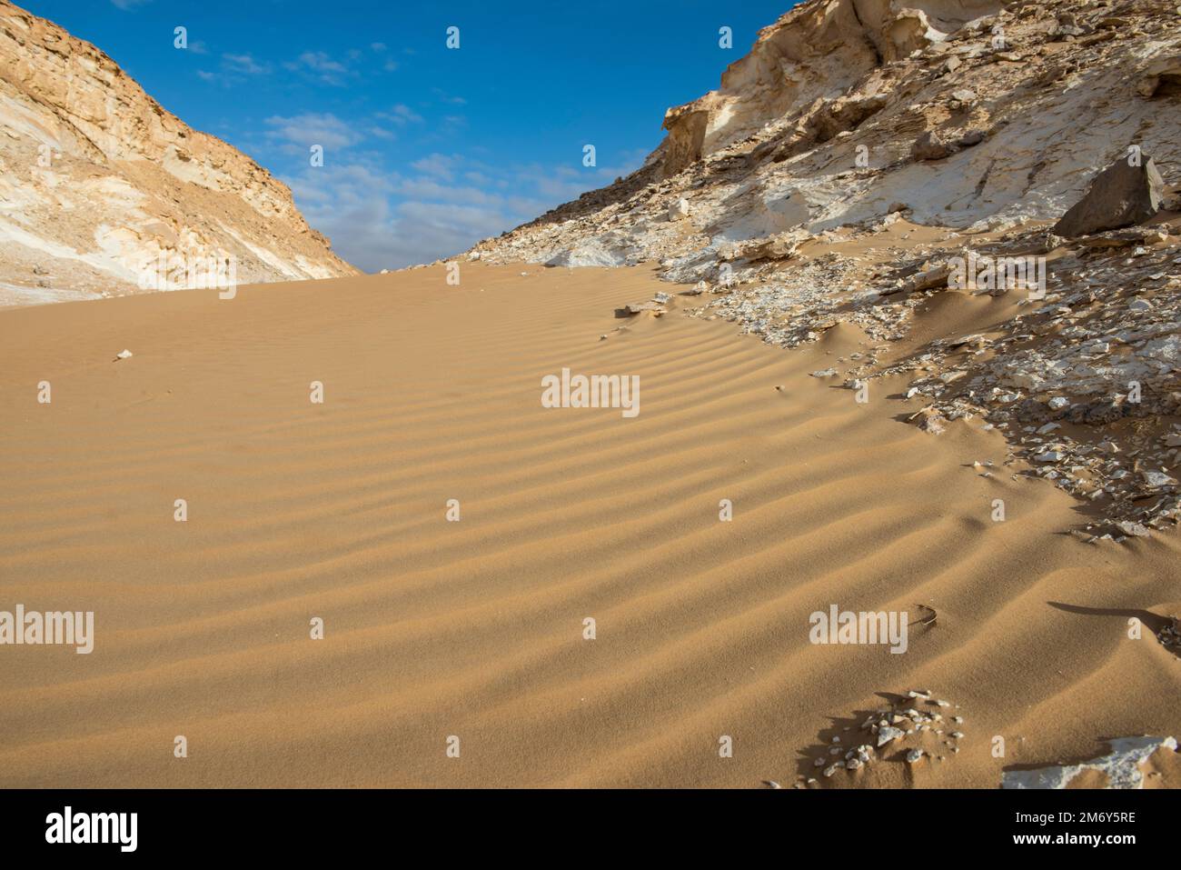 Landscape scenic view of desolate barren western desert in Egypt with ...