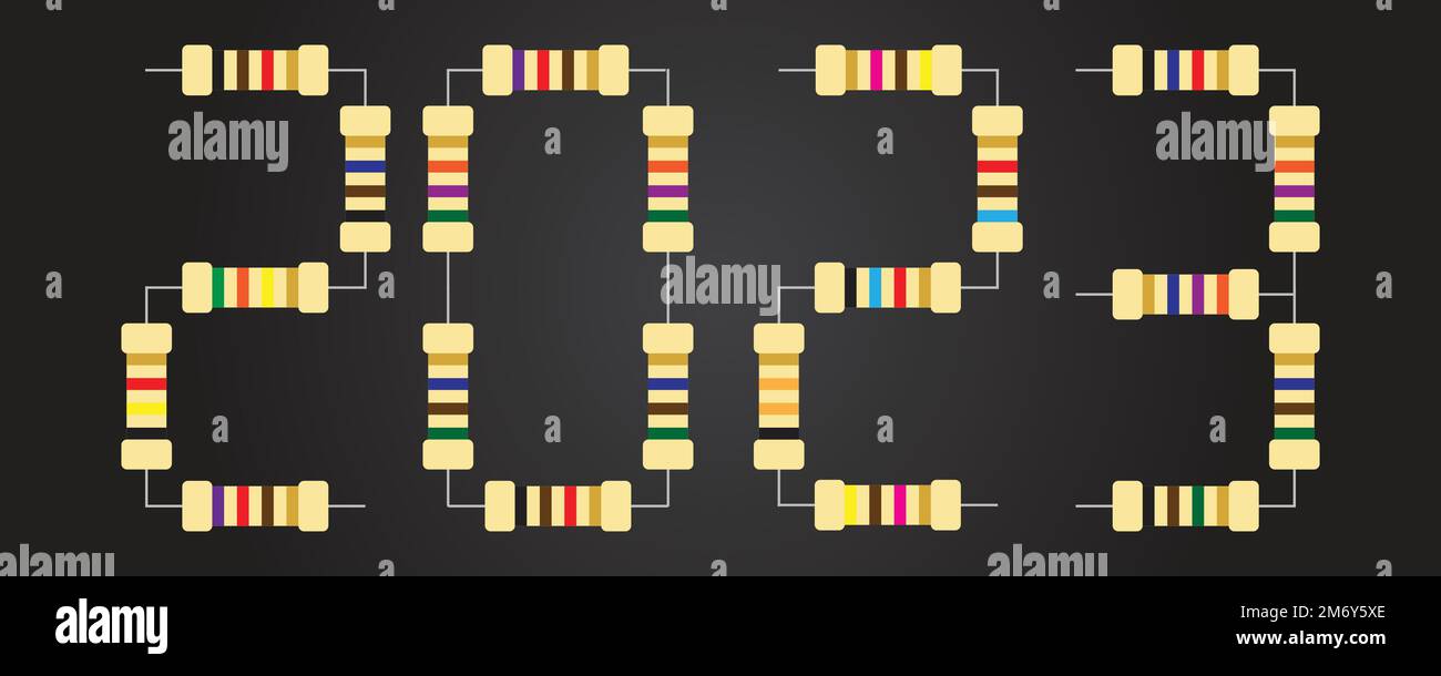happy new year background, 2023 letters written from resistor Stock ...