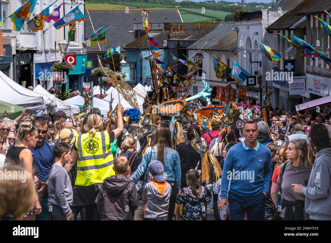 The Mazey Day parade in the Golowan Festival in Penzance in Cornwall in ...