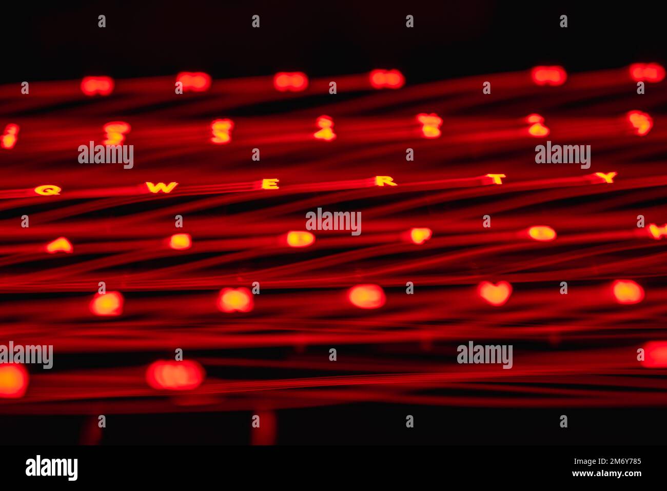 Light painting keyboard letters and numbers. Beautiful colorful ...