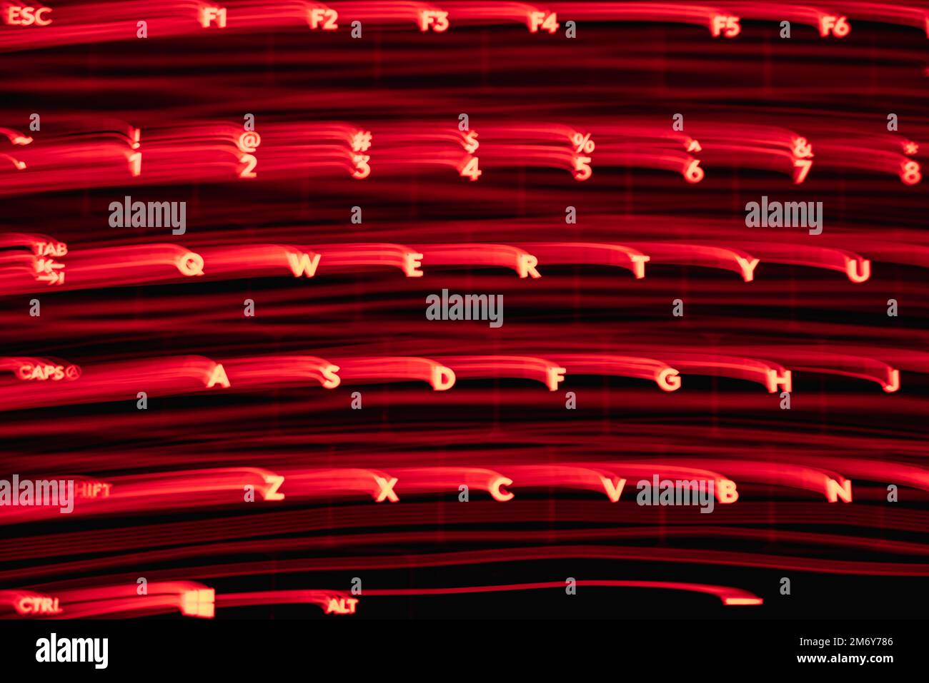 Light painting keyboard letters and numbers. Beautiful colorful ...