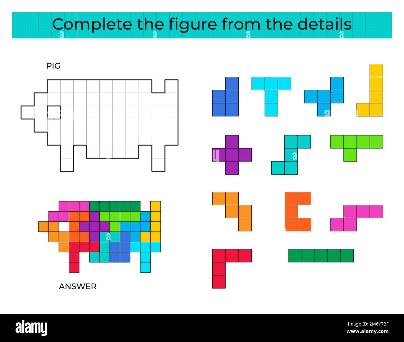 Complete the figure. Puzzle game with Pig Stock Vector Image & Art - Alamy