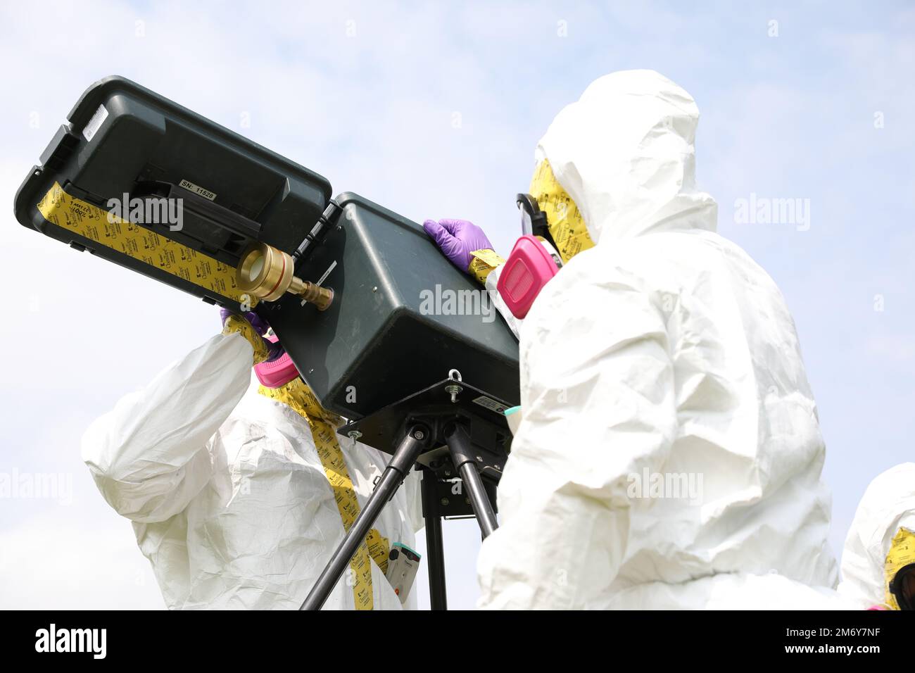 Airmen assigned to the Air Force Radiation Assessment Team surveyed the ...