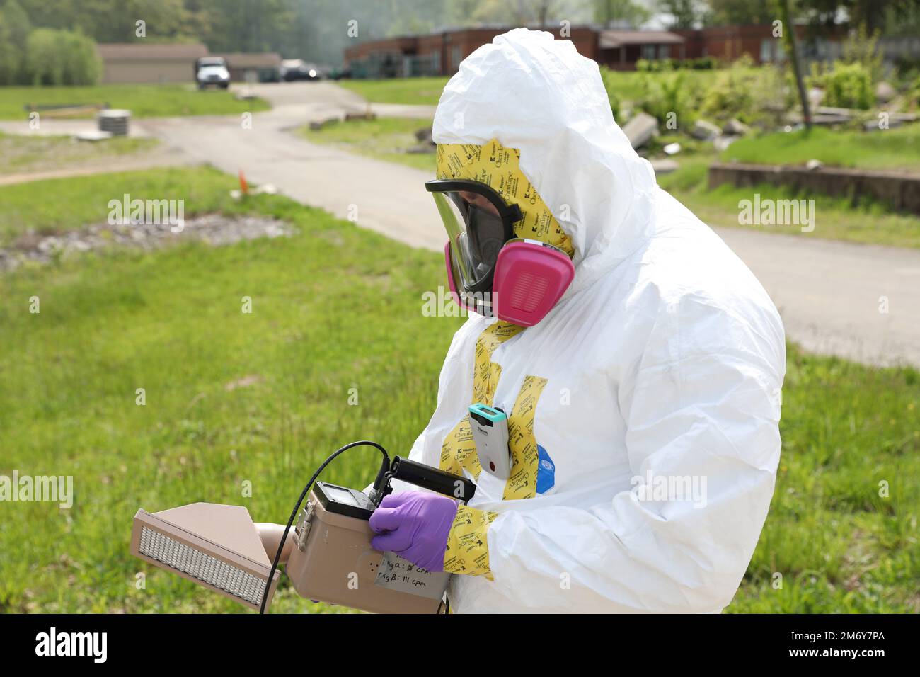 Airmen assigned to the Air Force Radiation Assessment Team surveyed the ...