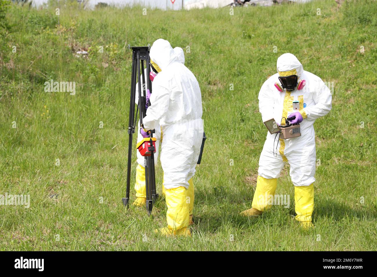 Airmen assigned to the Air Force Radiation Assessment Team surveyed the ...