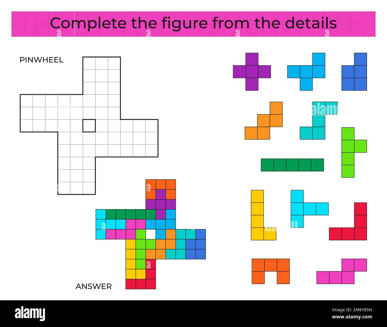 Complete the figure. Puzzle game with pinwheel Stock Vector Image & Art ...