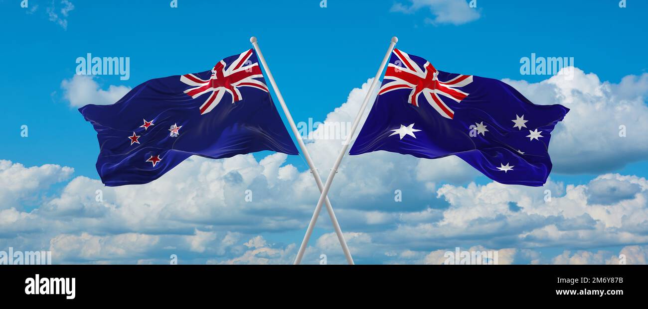 Crossed flags of australia and new zealand hi-res stock photography and ...