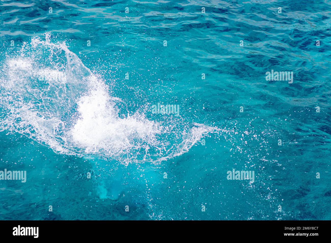 Splashes of blue, sea water with foam bubbles. A splash of nature on a ...