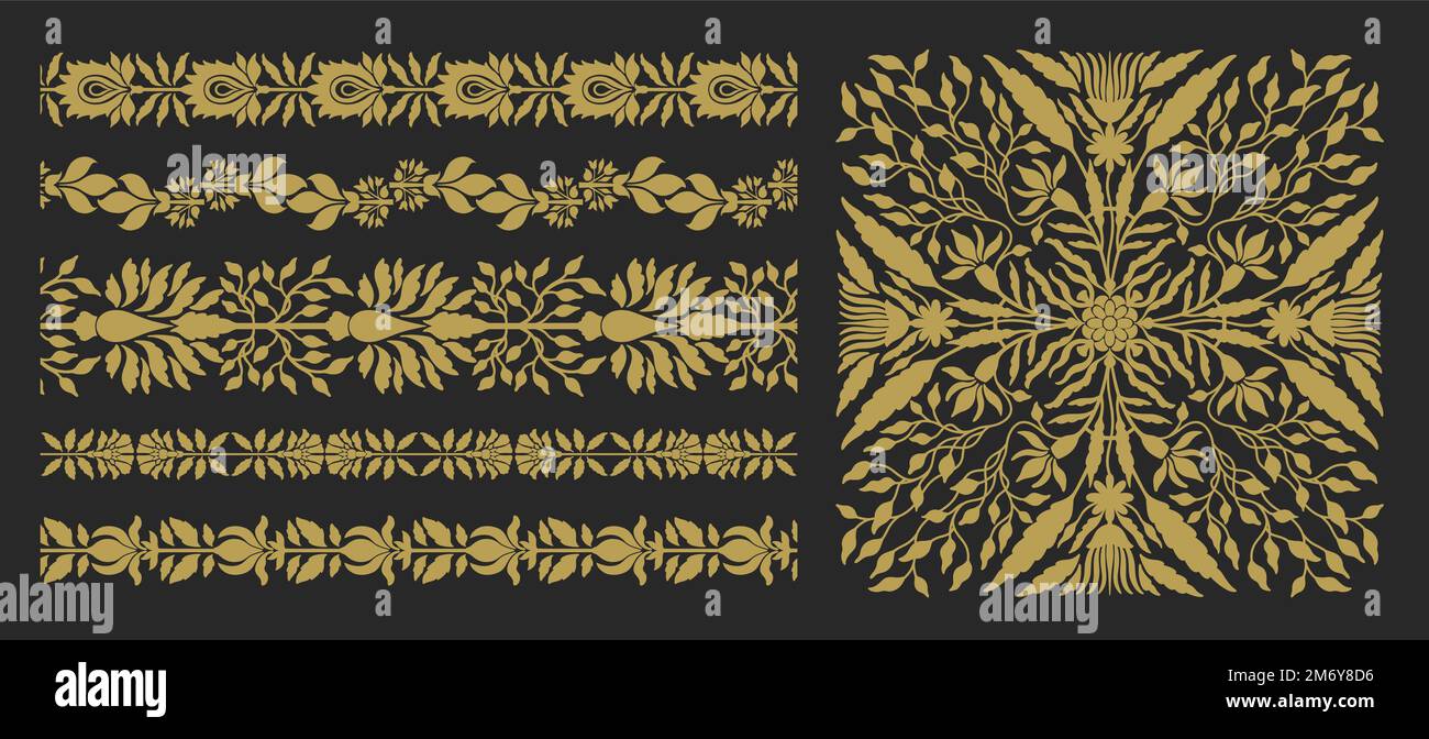 Traditional historical ethnic Indian ornament. Floral natural stylized ...