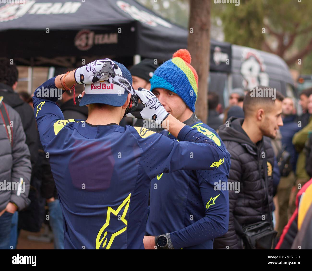 17.12.2022. Montmeló, Spain, Pedro Acosta from behind preparing the kit ...