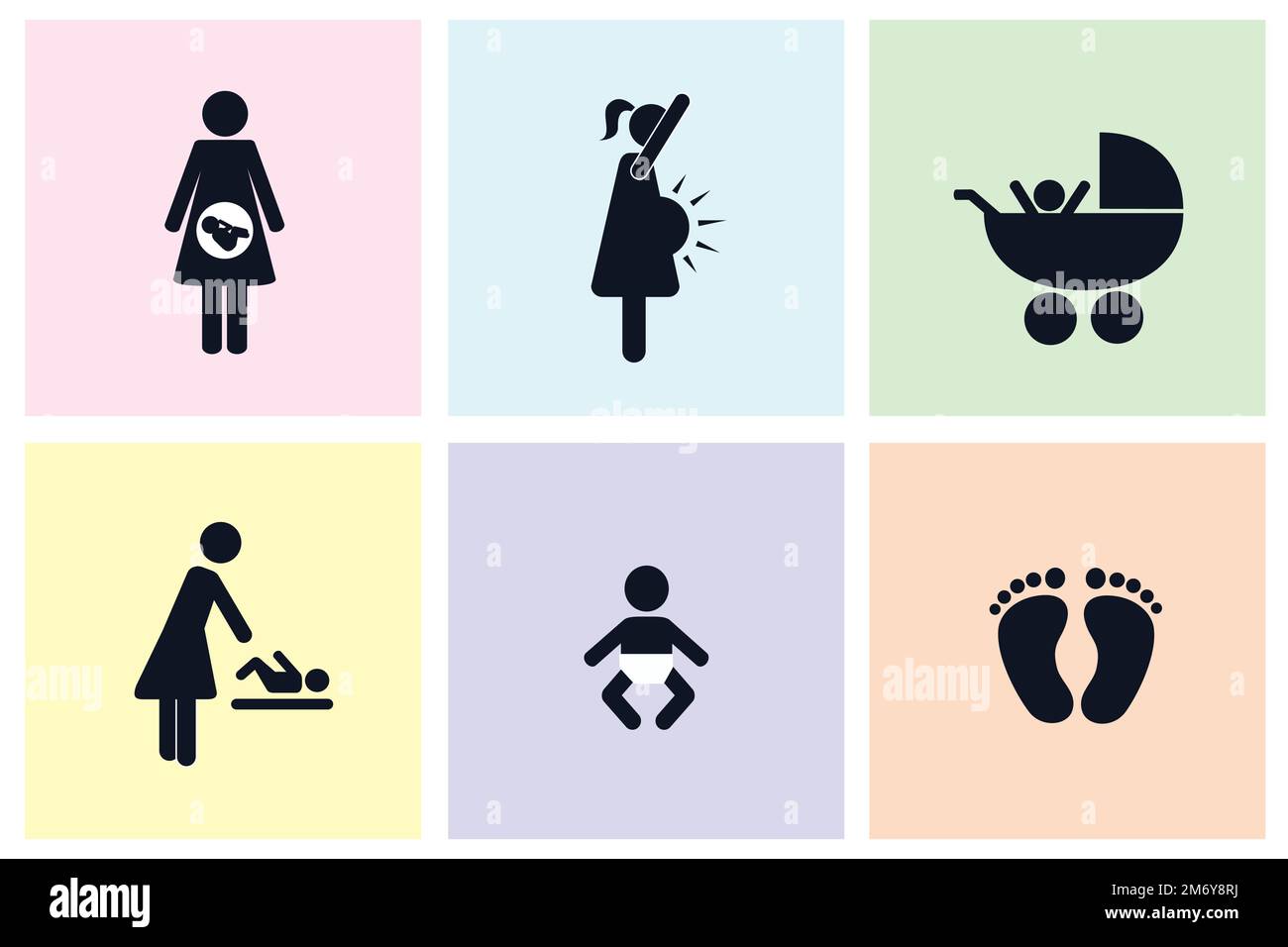 pictogram set with pregnant woman and baby icon Stock Vector Image ...