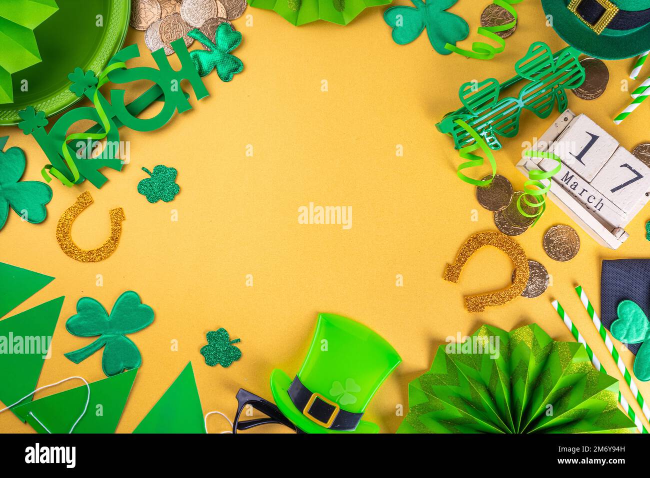 Happy Patrick's Day greeting card, party invitation. Accessories for St ...