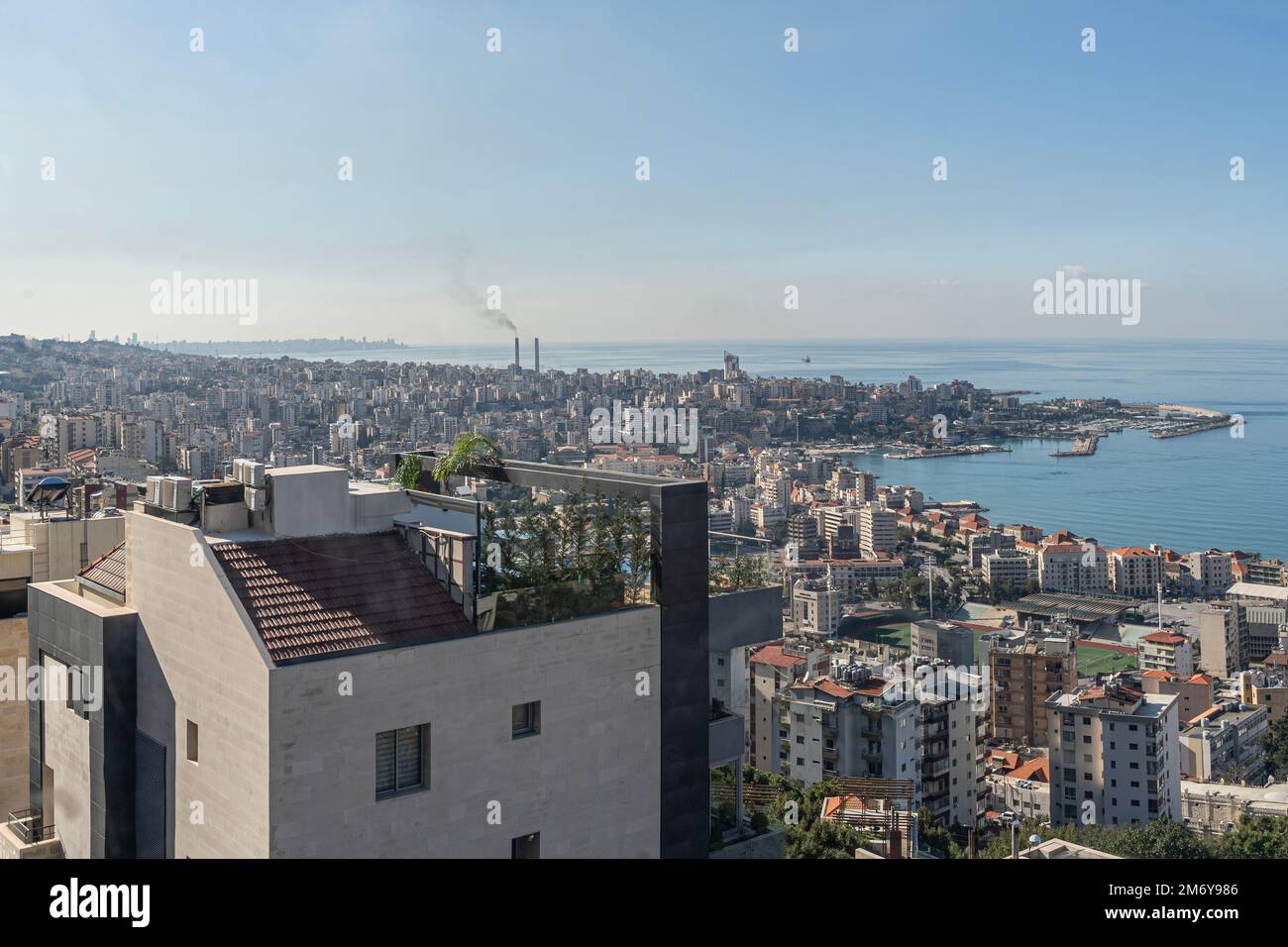 City view from the top of the Cable Car in Jounieh, Lebanon Stock Photo ...