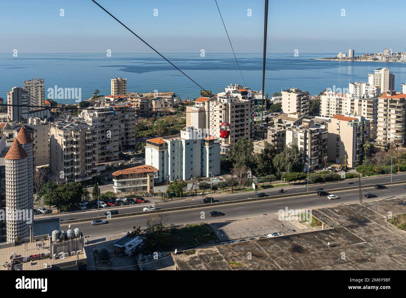 City view from the top of the Cable Car in Jounieh, Lebanon Stock Photo ...