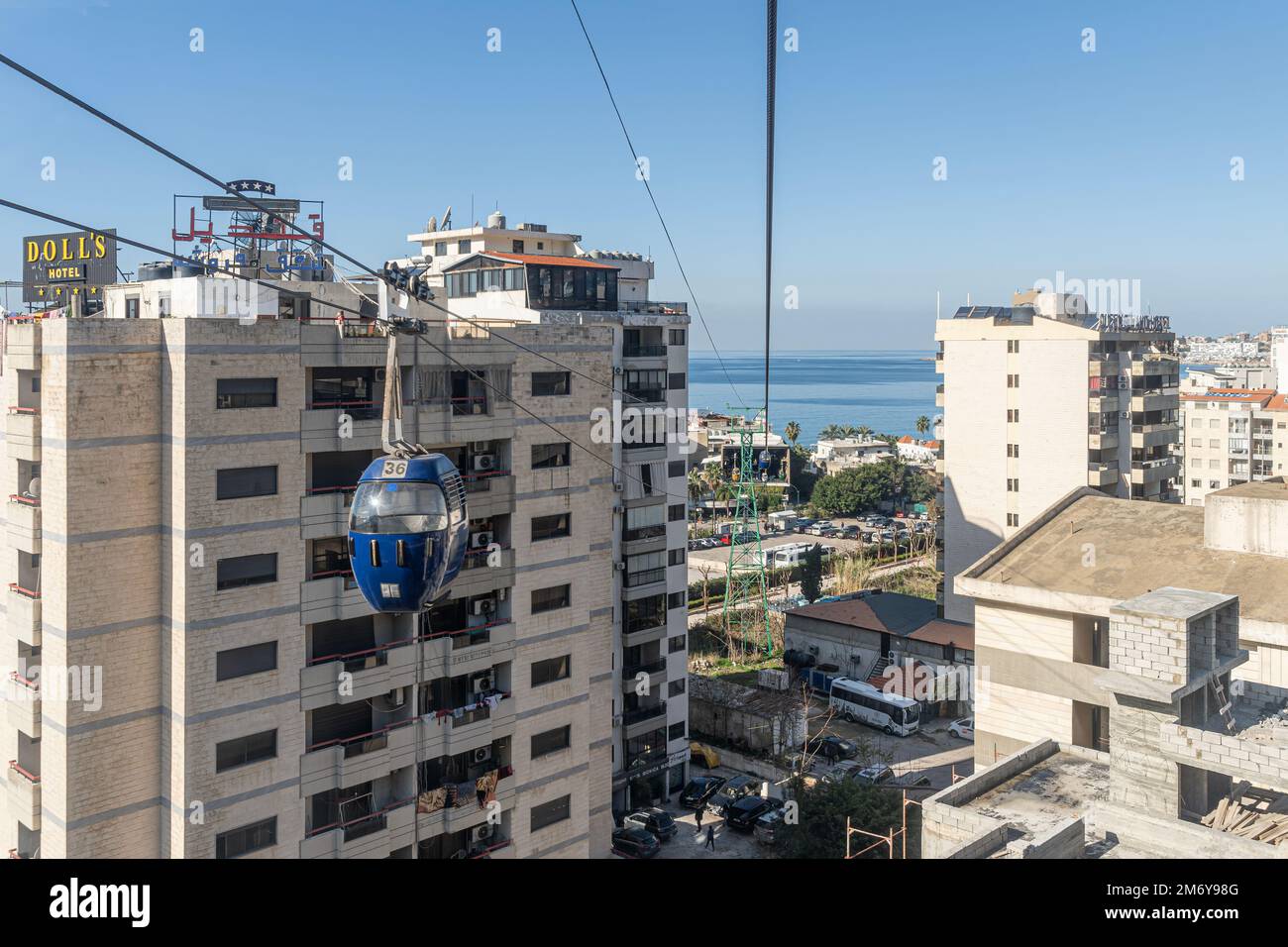 City view from the top of the Cable Car in Jounieh, Lebanon Stock Photo ...