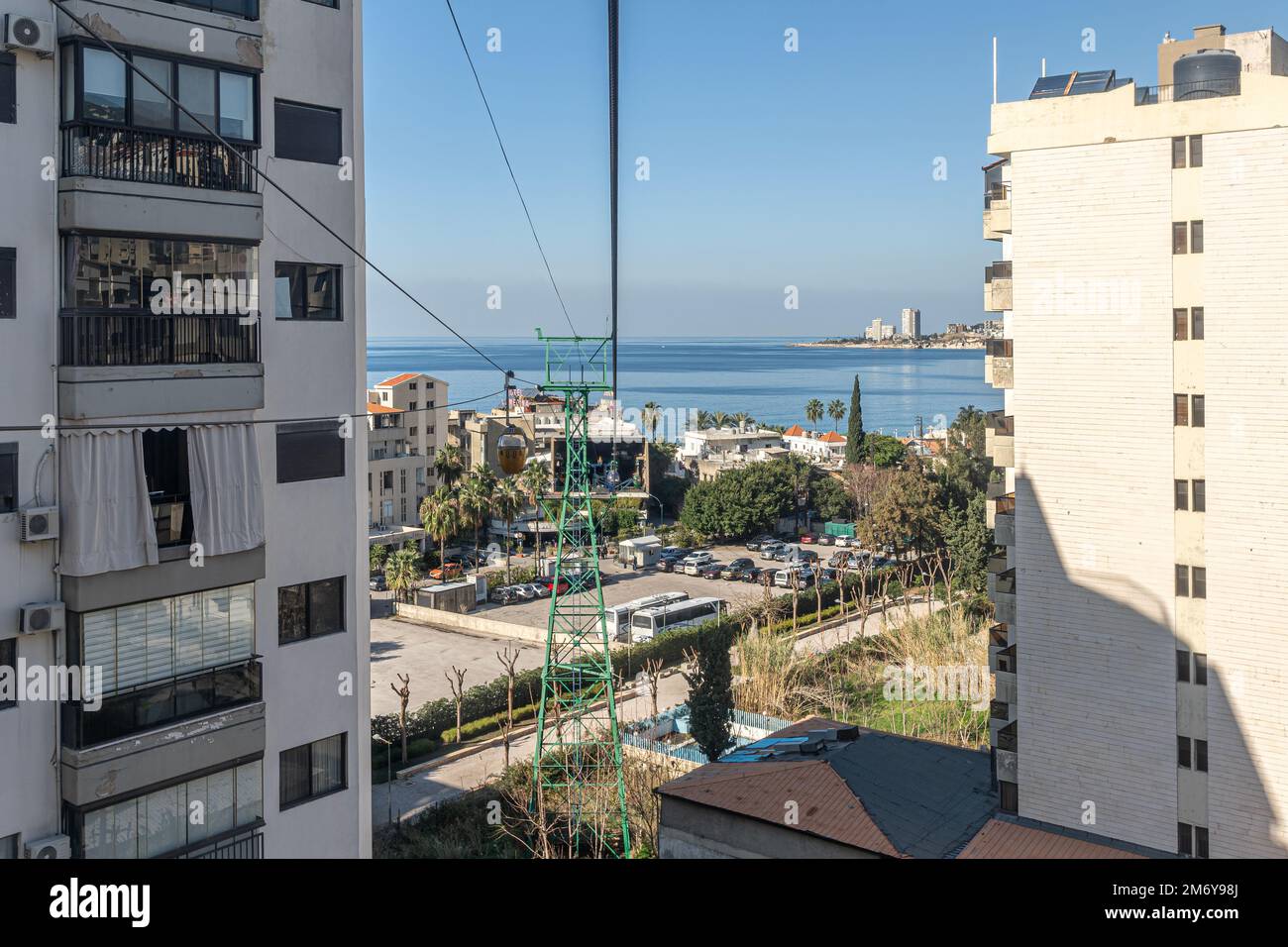 City view from the top of the Cable Car in Jounieh, Lebanon Stock Photo ...