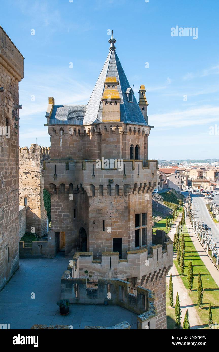 Castle of Olite is a construction in Olite spain Stock Photo - Alamy
