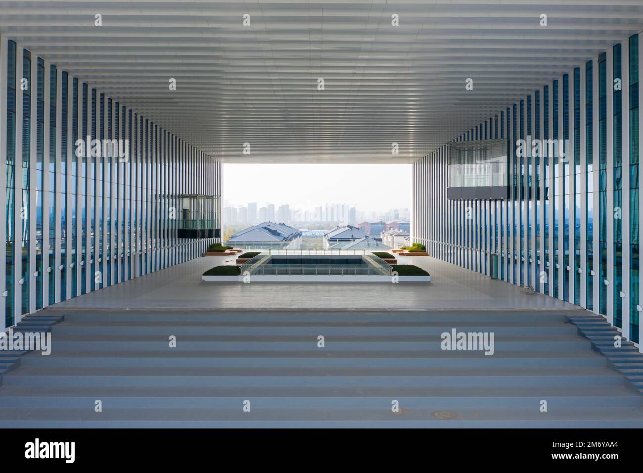 Aerial photo shows a building looking like an old-fashioned television ...