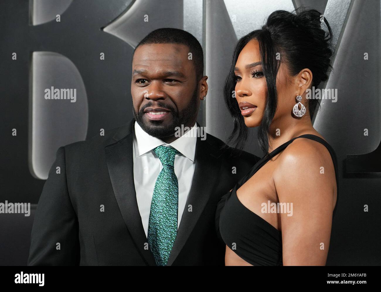 Hollywood, CA January 5, 2023. (L-R) Curtis "50 Cent" Jackson and Jamira Haines at the Starz ...
