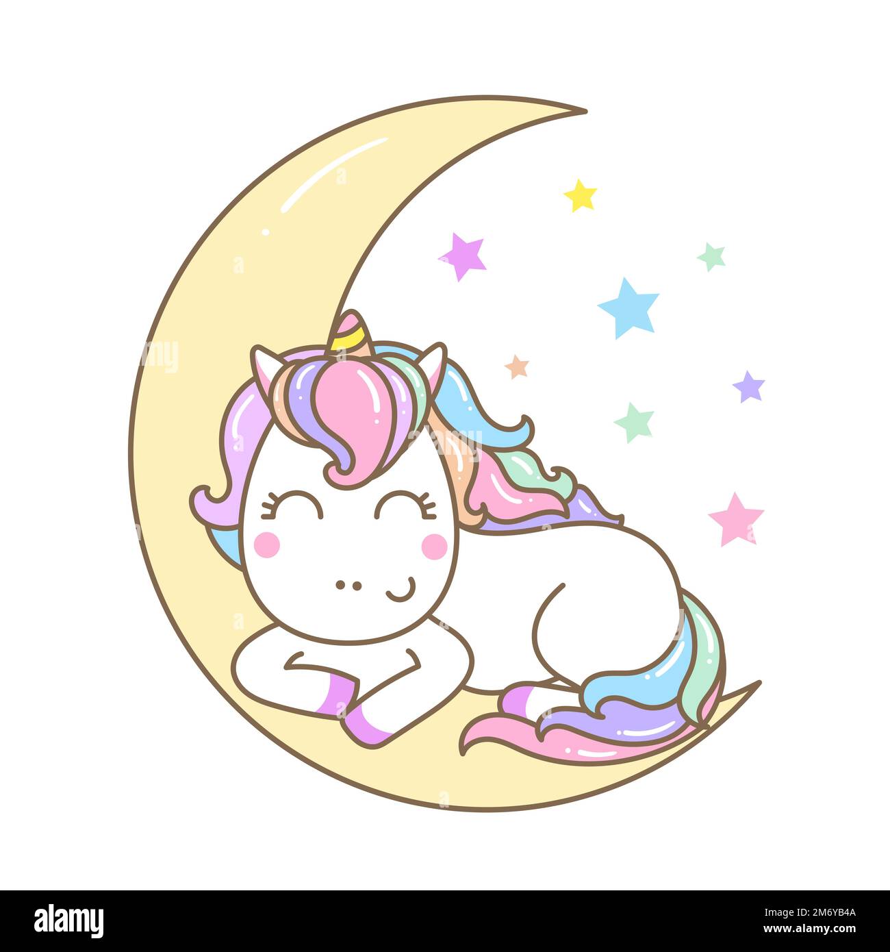 Cartoon unicorn on moon Cut Out Stock Images & Pictures - Alamy