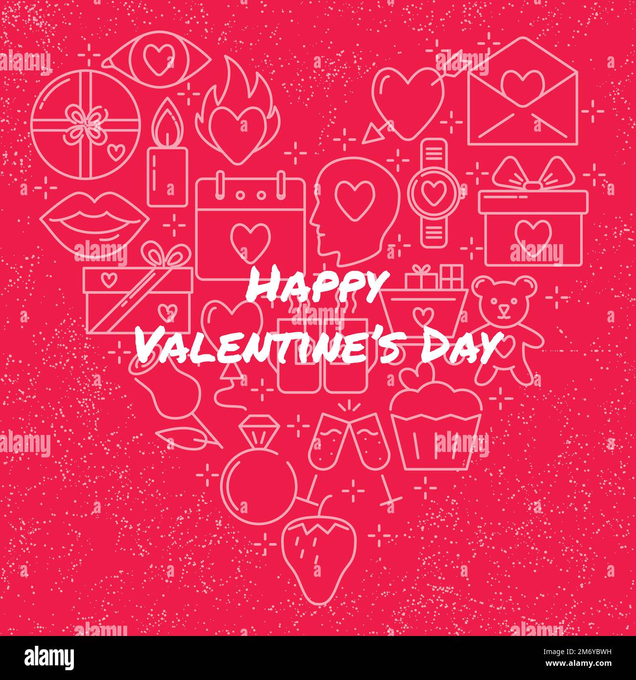 Valentine day concept banner with love icons in line style. Romantic ...
